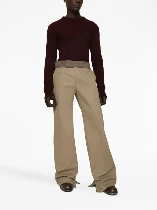 Dolce & Gabbana Logo Patch Ribbed Jumper - Brown