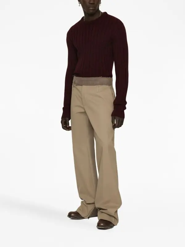 Dolce & Gabbana Logo Patch Ribbed Jumper - Brown
