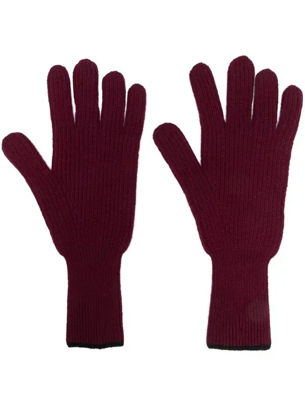 BARRIE Intarsia-knit Cashmere Gloves - Red