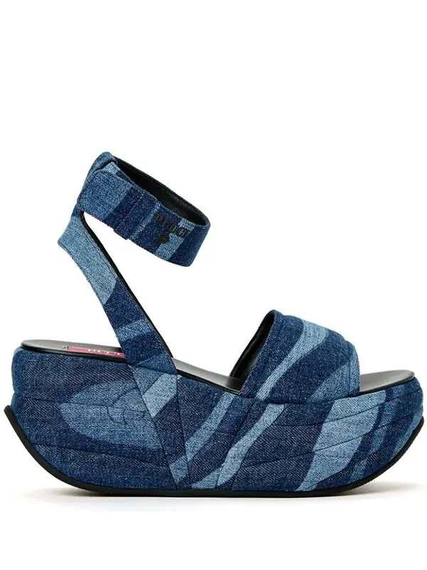 Emilio Pucci Ami Denim Platform Sandals - Blue