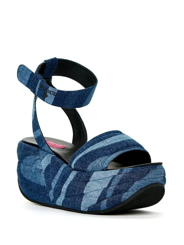 Emilio Pucci Ami Denim Platform Sandals - Blue