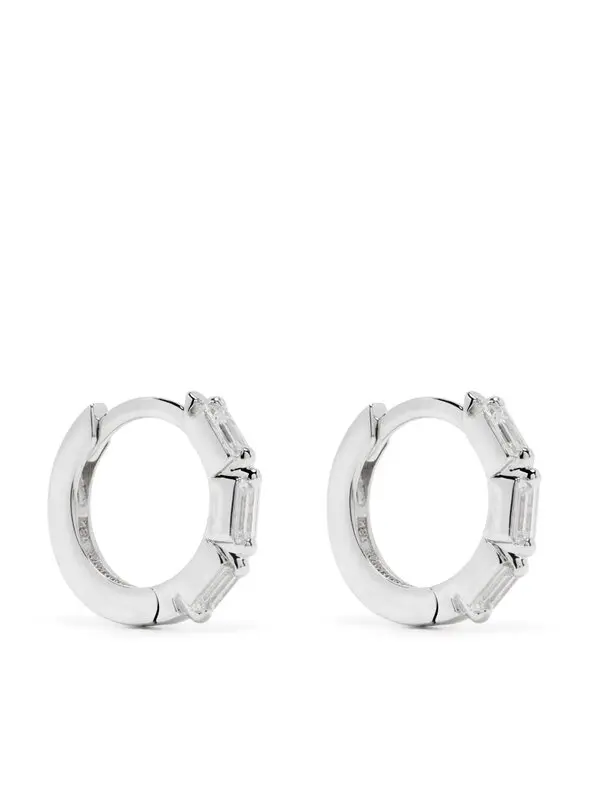 SUZANNE KALAN 18kt White Gold Diamond Huggie Earrings - Silver
