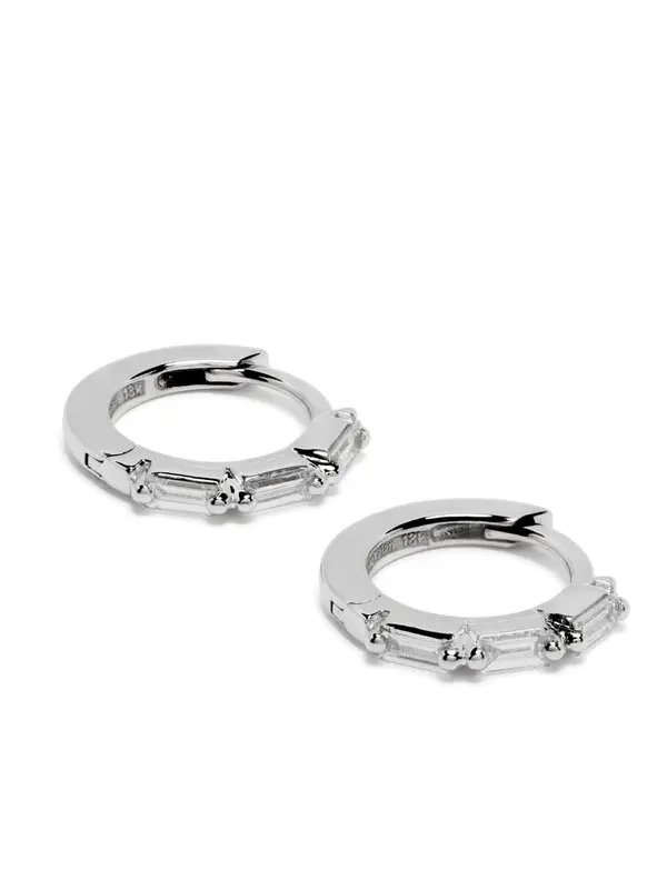 SUZANNE KALAN 18kt White Gold Diamond Huggie Earrings - Silver