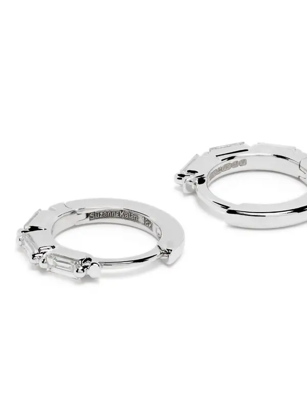 SUZANNE KALAN 18kt White Gold Diamond Huggie Earrings - Silver
