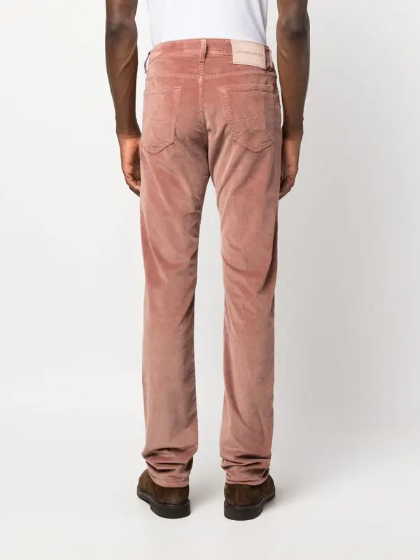 Jacob Cohen Mid-rise Slim-fit Corduroy Trousers - Pink