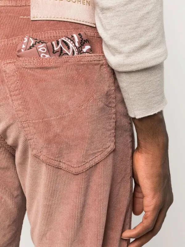 Jacob Cohen Mid-rise Slim-fit Corduroy Trousers - Pink