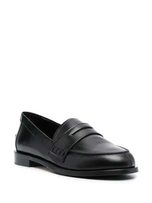 AeydĒ Oscar Penny-slot Leather Loafers - Black