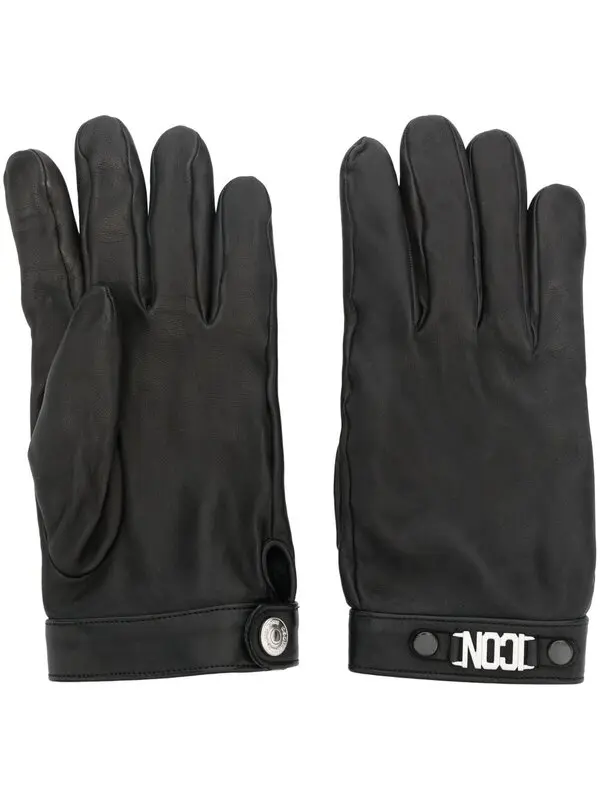 Dsquared2 Logo-plaque Leather Gloves - Black