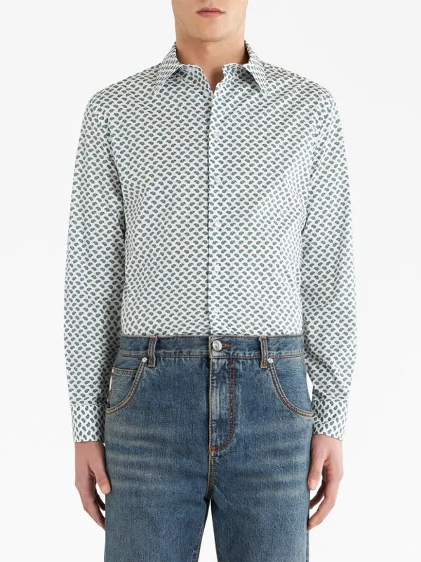 Etro Paisley-print Cotton Shirt - Blue