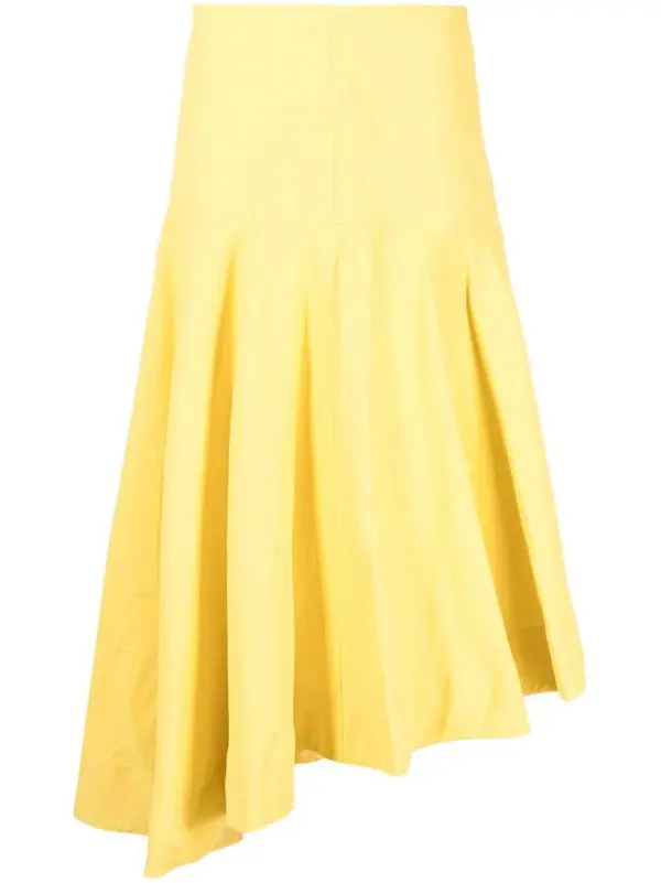JIL SANDER High-low Linen Midi Skirt - Yellow