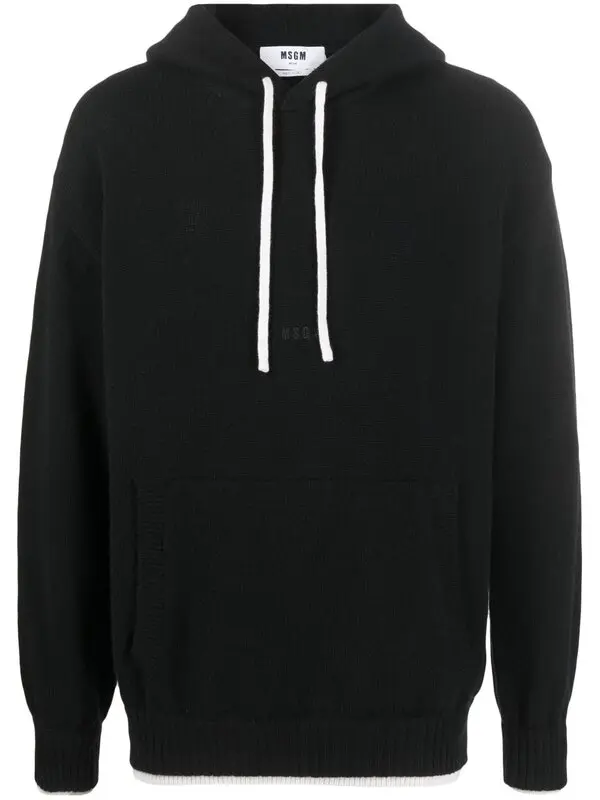 MSGM Contrasting Trim Drawstring Hoodie