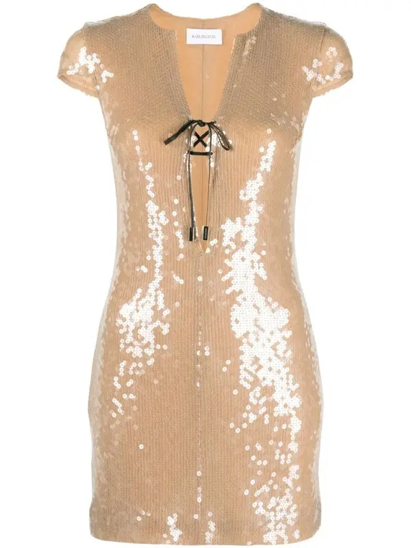 16Arlington Sequin-embellished Minidress - Neutrals