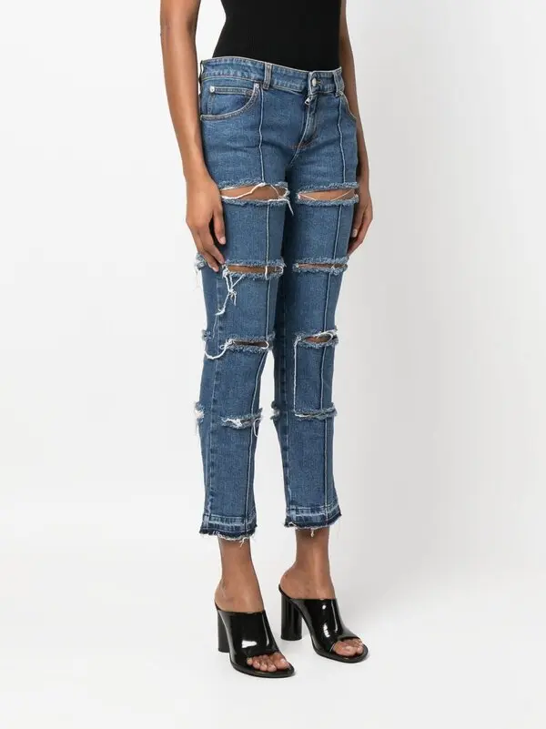 Alexander McQueen Distressed Cropped Jeans