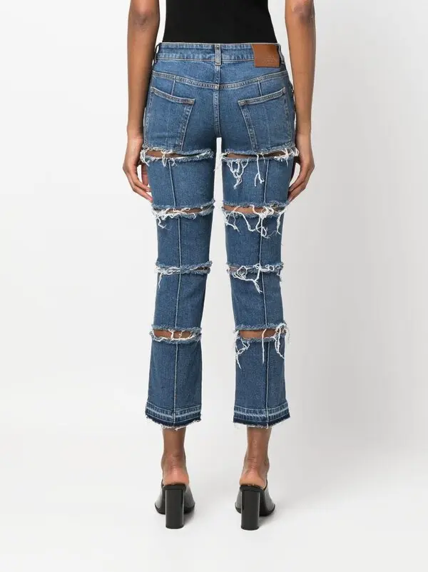 Alexander McQueen Distressed Cropped Jeans