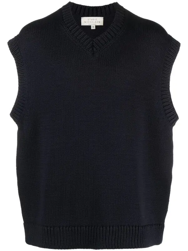 Studio Nicholson V-neck Cotton-blend Knitted Vest