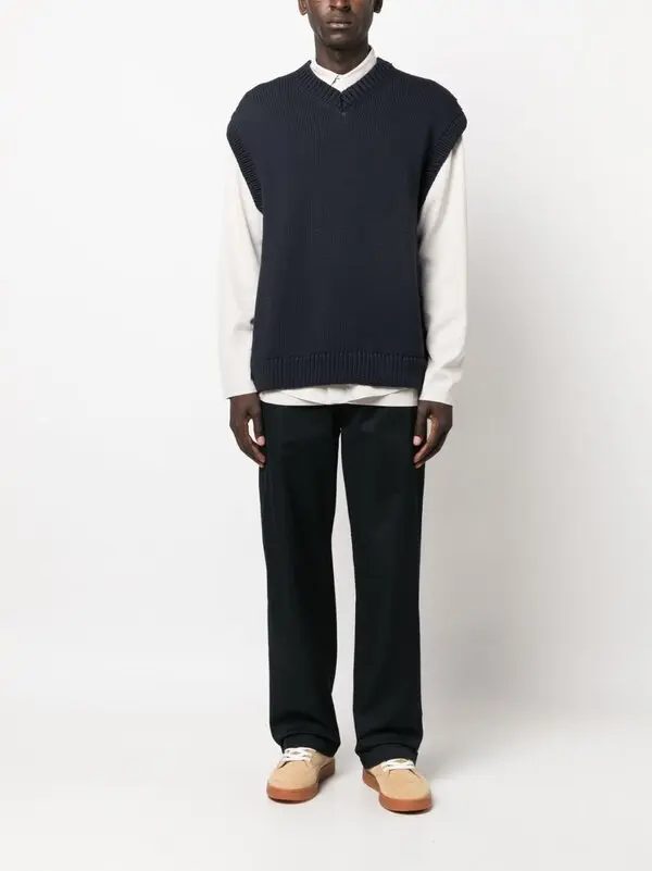 Studio Nicholson V-neck Cotton-blend Knitted Vest