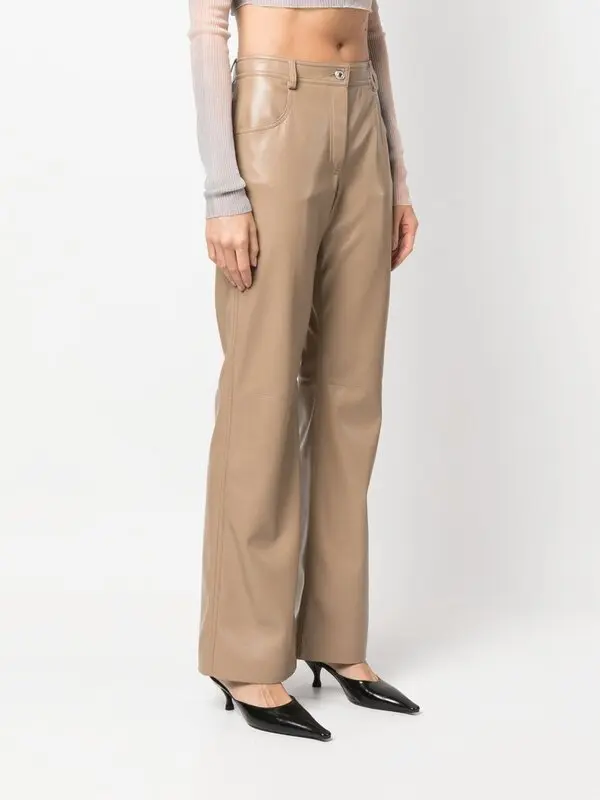 MSGM Faux-leather Trousers - Neutrals