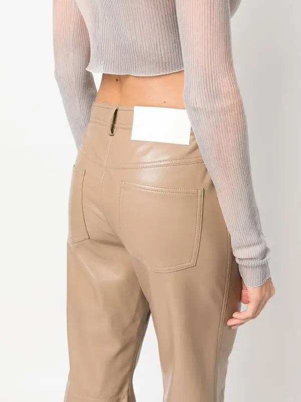 MSGM Faux-leather Trousers - Neutrals