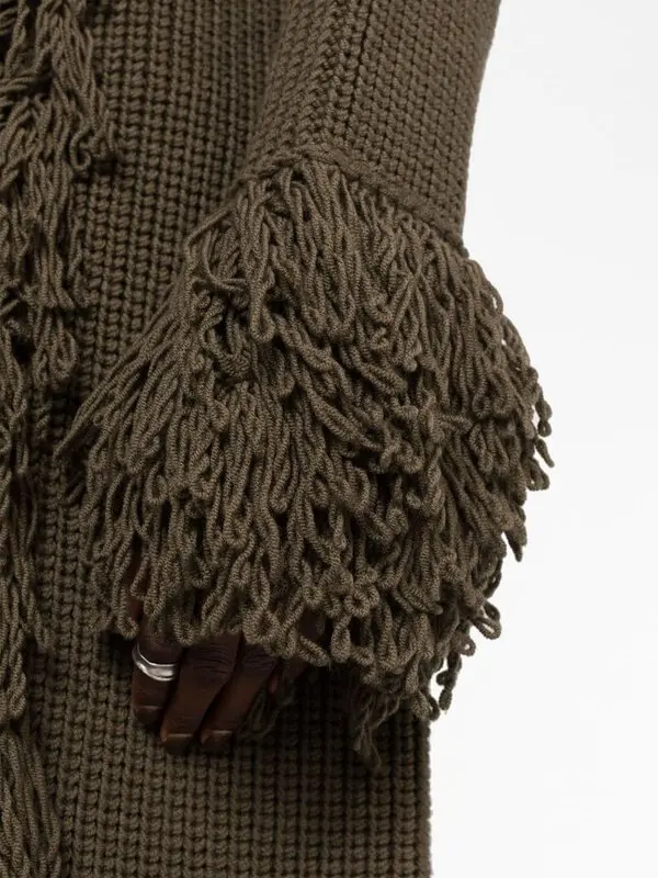 Blumarine Fringe Virgin Wool Coat - Green
