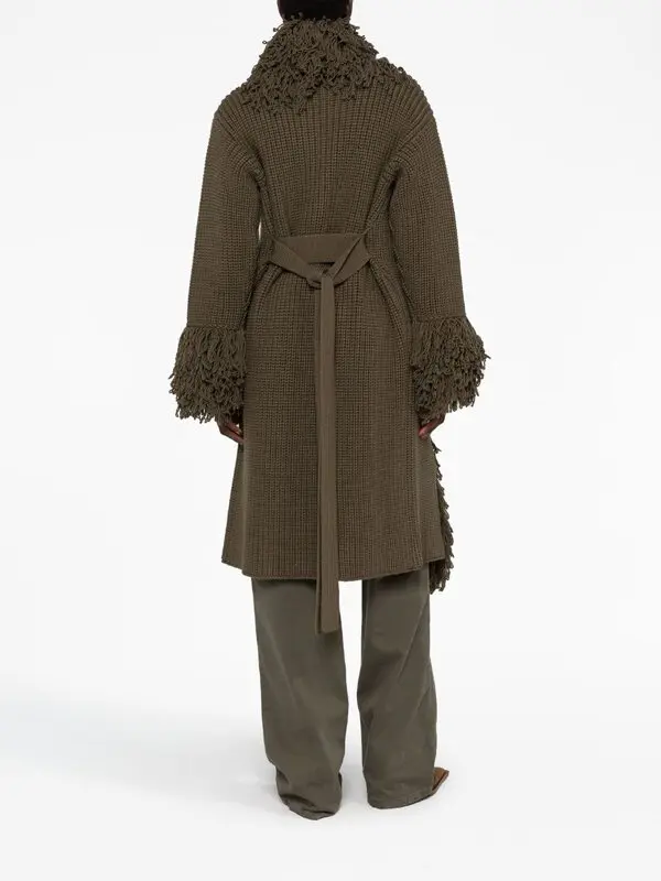 Blumarine Fringe Virgin Wool Coat - Green