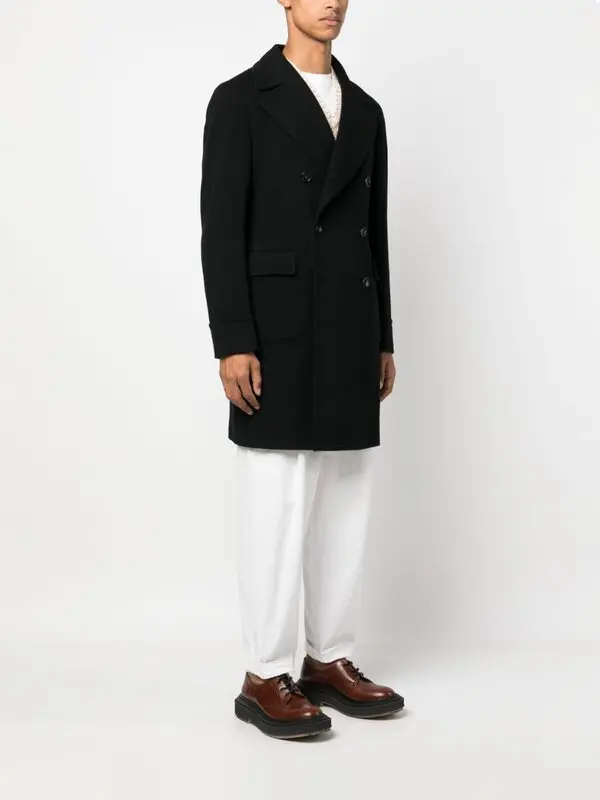 Tagliatore Double-breasted Wool-blend Coat - Black