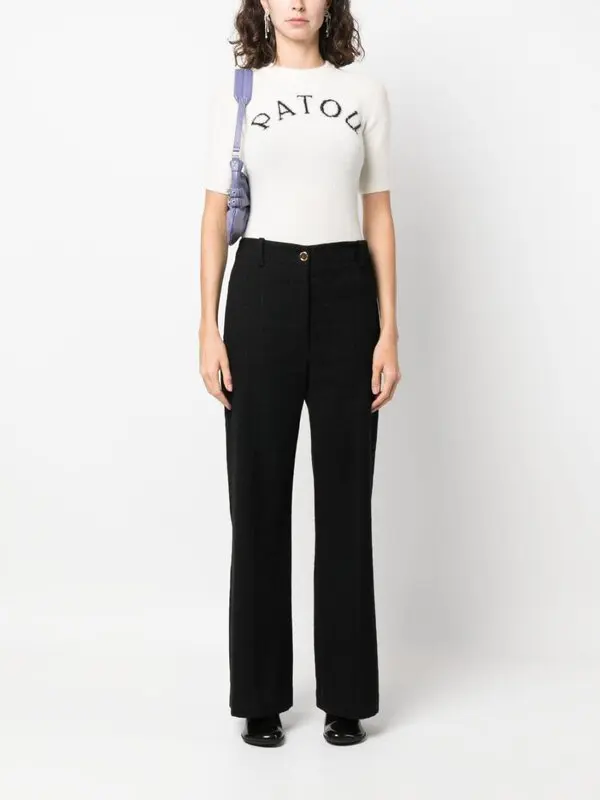 PATOU Iconic Long Wide-leg Trousers - Black