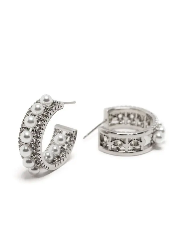 HZMER JEWELLERY Pearl-embellished Hoop Earrings