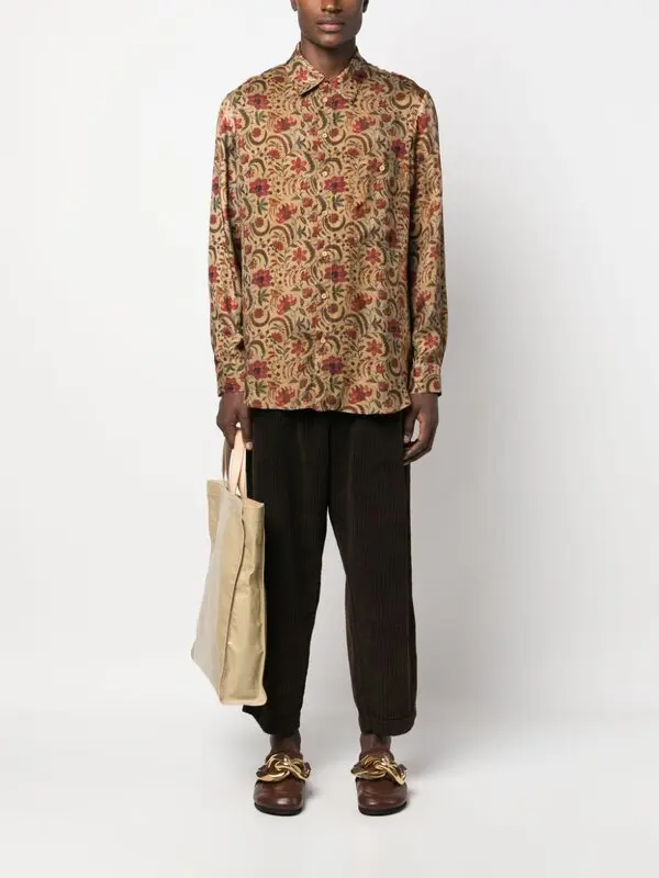 UMA WANG Floral-print Long-sleeved Shirt