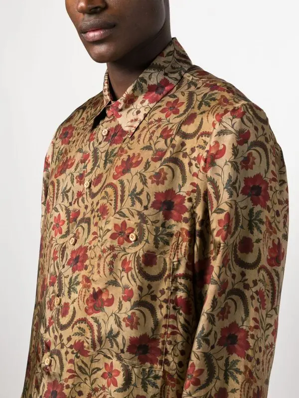 UMA WANG Floral-print Long-sleeved Shirt