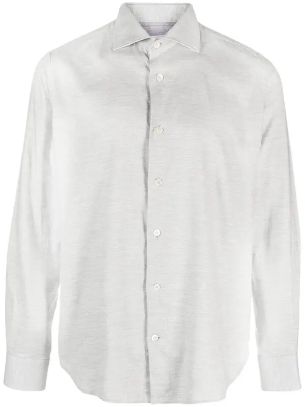 Eleventy Dandy Long-sleeved Cotton-lyocell Shirt - Grey