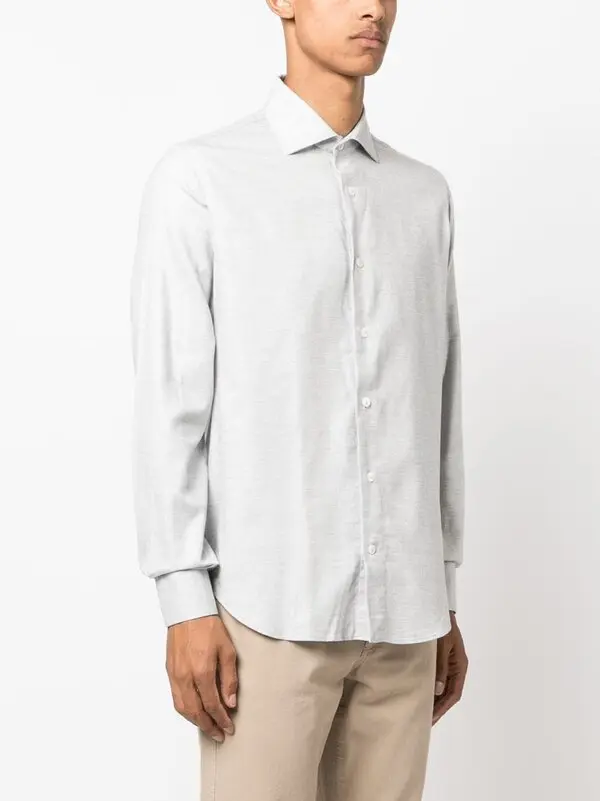 Eleventy Dandy Long-sleeved Cotton-lyocell Shirt - Grey