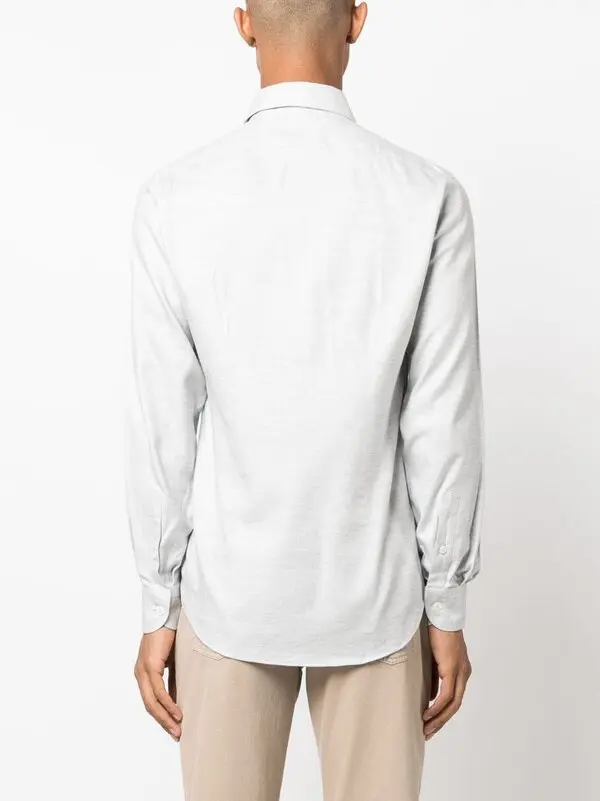 Eleventy Dandy Long-sleeved Cotton-lyocell Shirt - Grey