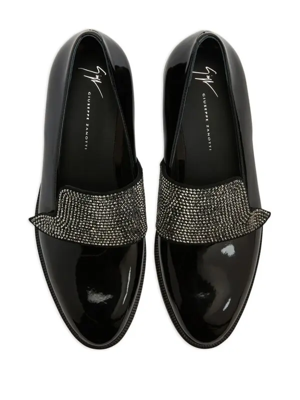 GIUSEPPE ZANOTTI Eflamm Crystal Embellished Loafers - Black