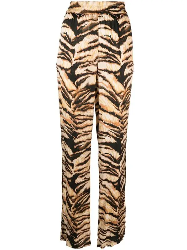 Roberto Cavalli Tiger-print High-waisted Trousers