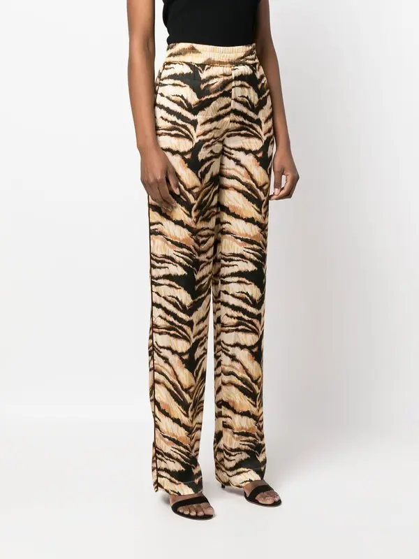 Roberto Cavalli Tiger-print High-waisted Trousers