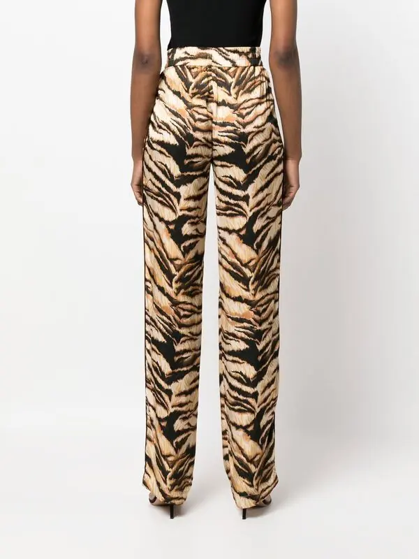 Roberto Cavalli Tiger-print High-waisted Trousers
