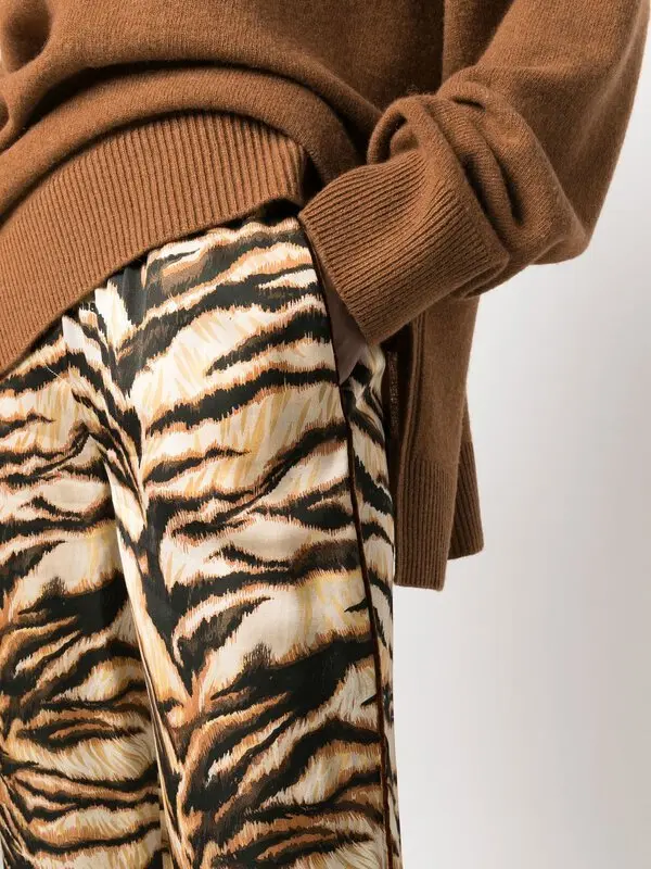 Roberto Cavalli Tiger-print High-waisted Trousers