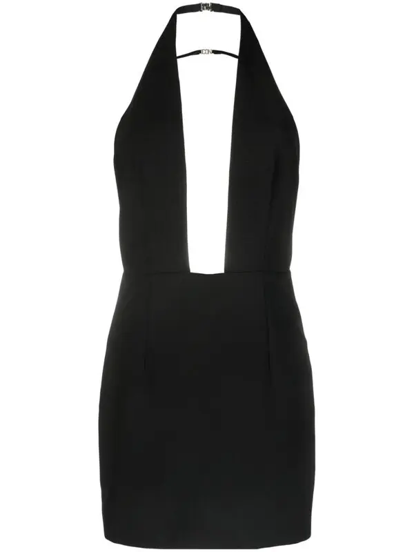 Dsquared2 Halterneck Open-back Minidress With Logo Plaque