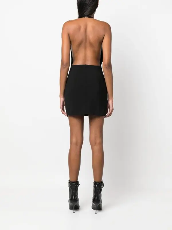 Dsquared2 Halterneck Open-back Minidress With Logo Plaque