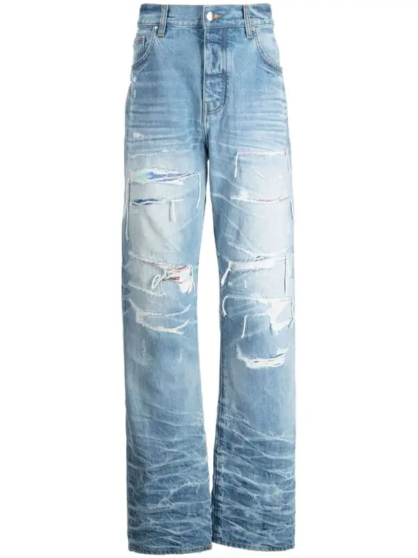 Amiri Distressed Loose-fit Jeans - Blue
