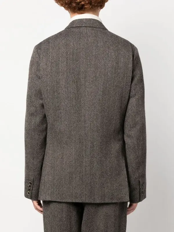 UMA WANG Herringbone-pattern Single-breasted Blazer