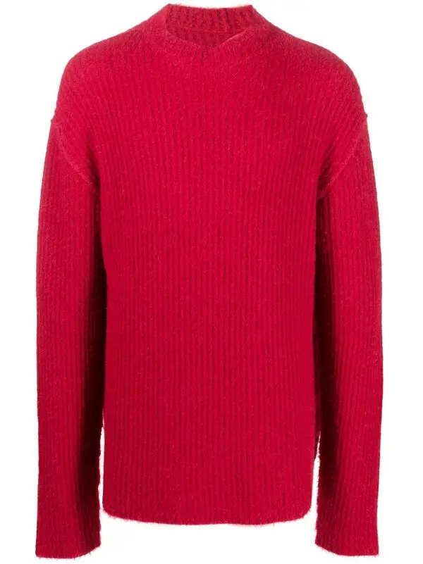 UMA WANG Ribbed Brushed-effect Jumper - Red