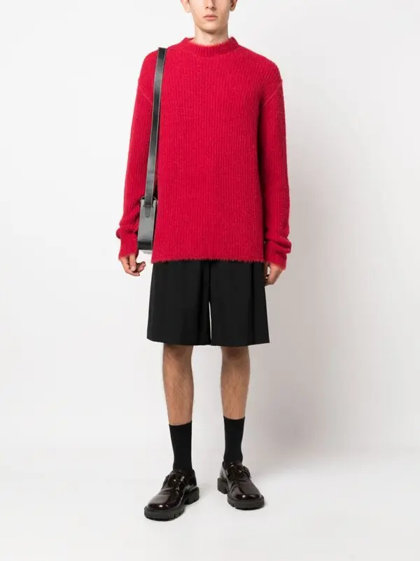 UMA WANG Ribbed Brushed-effect Jumper - Red