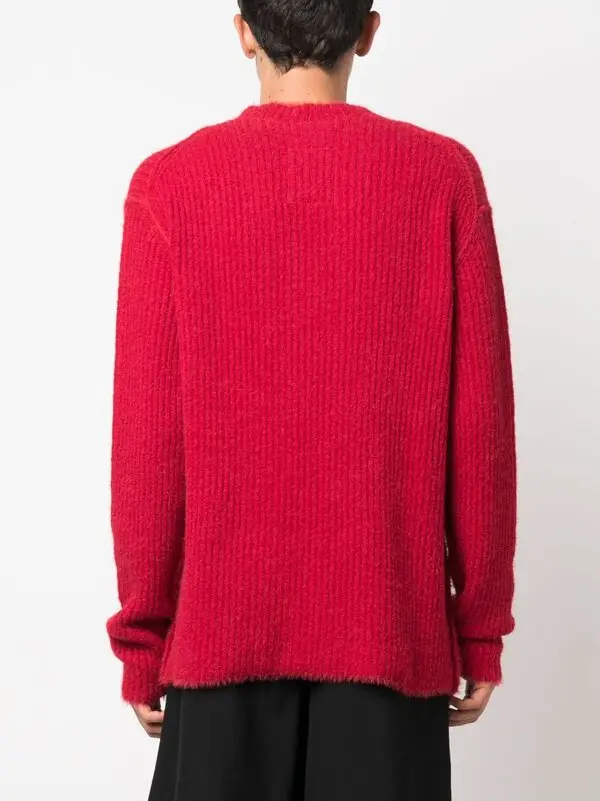 UMA WANG Ribbed Brushed-effect Jumper - Red