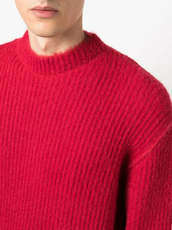 UMA WANG Ribbed Brushed-effect Jumper - Red