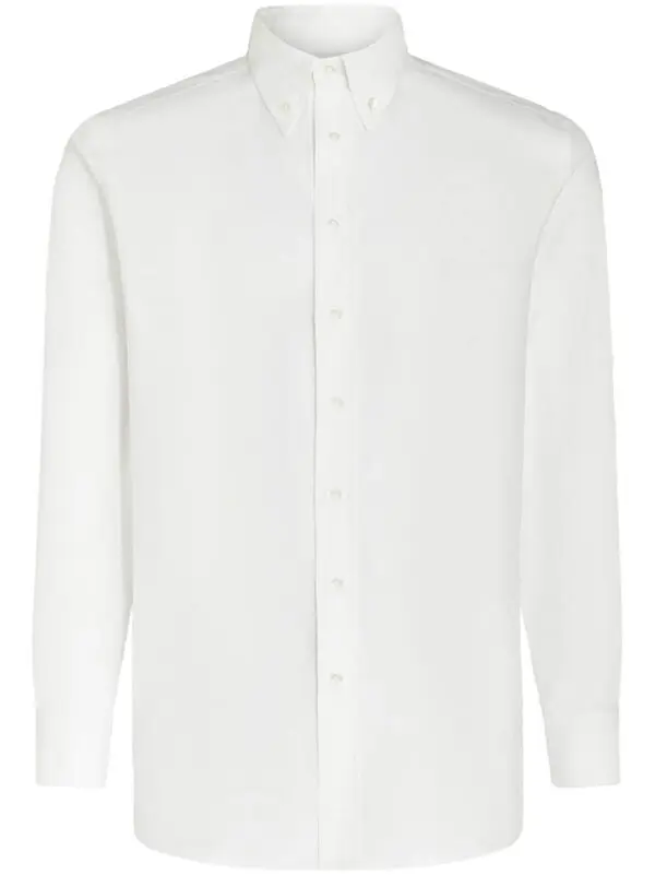Etro Pegaso Motif-embroidered Cotton Shirt - White