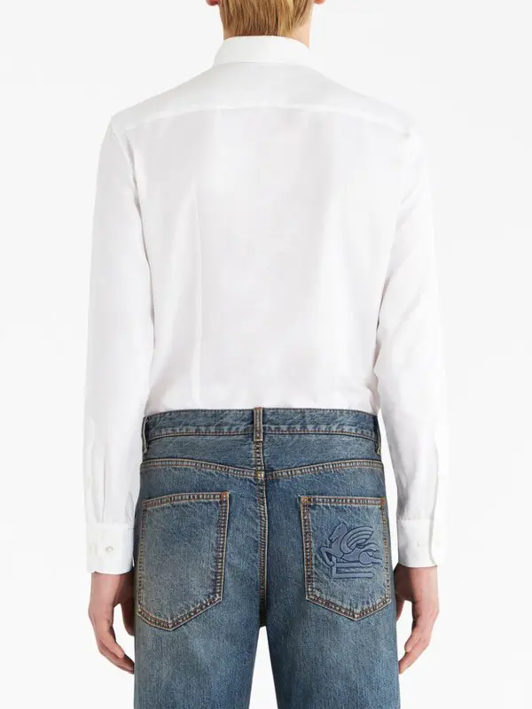 Etro Pegaso Motif-embroidered Cotton Shirt - White