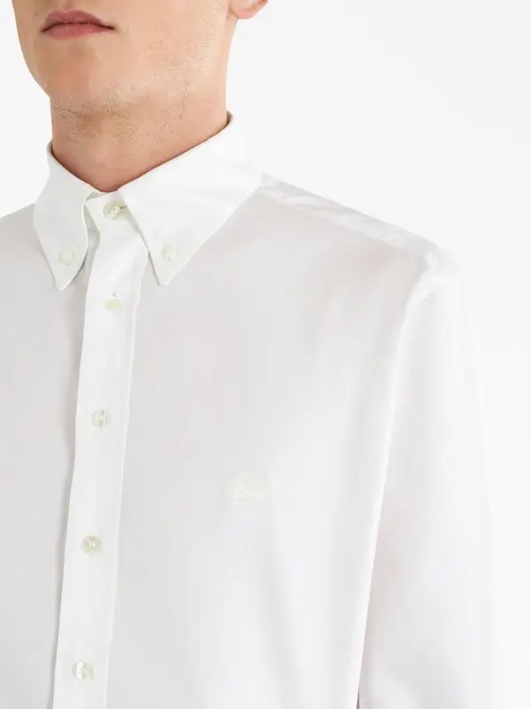 Etro Pegaso Motif-embroidered Cotton Shirt - White