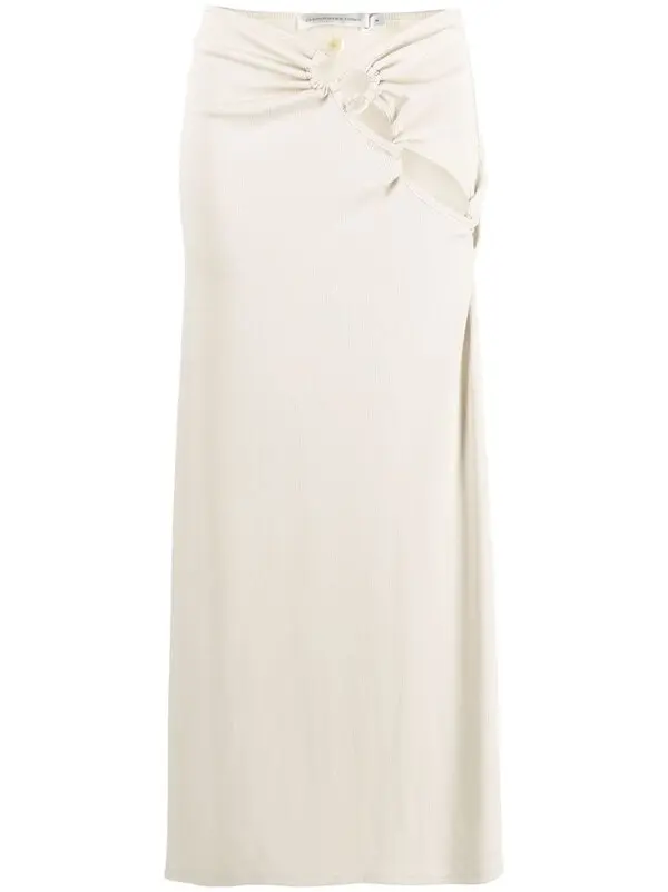 Christopher Esber Bead-embellished Ribbed Midi Skirt