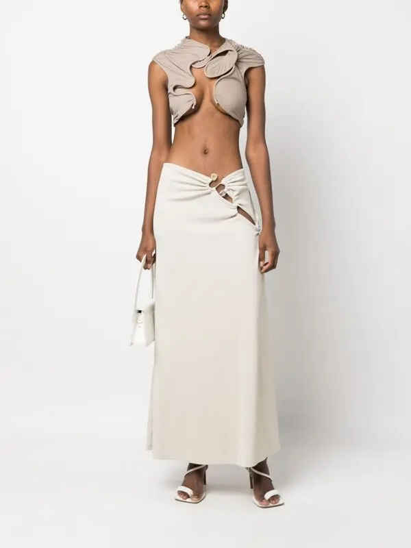 Christopher Esber Bead-embellished Ribbed Midi Skirt